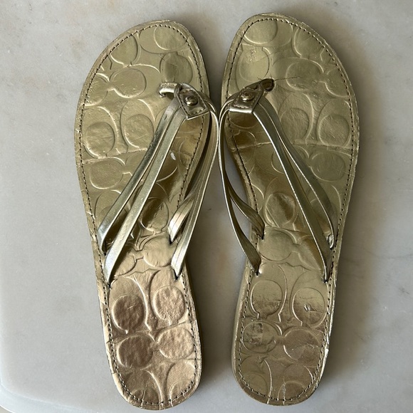 Coach | Shoes | Coach Juney Metallic Gold Sandals | Poshmark
